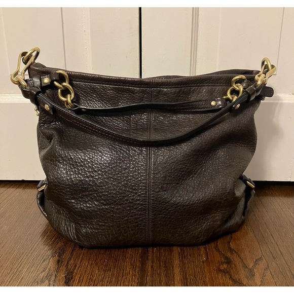 Coach | Bags | Vintage Coach Brooke Dark Brown Pebbled Leather Large ...